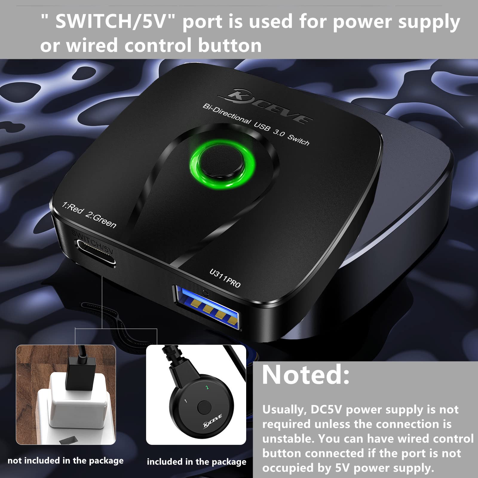 USB 3.0 Switch Selector, NAWEN USB Sharing Switch 2 in 1 Out / 1 in 2 Out Bidirectional USB Switcher 2 Computers Share 1 USB Device for Keyboard, Mouse, Printer, with 2 USB Cables