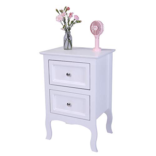 Ynredee NightStand,Bedside Table with 2 Drawers & Solid Wood Legs,Wood Accent Table,End Side Table for Bedroom,Living Room,Study,Hallway,Dorm (2 Pack)