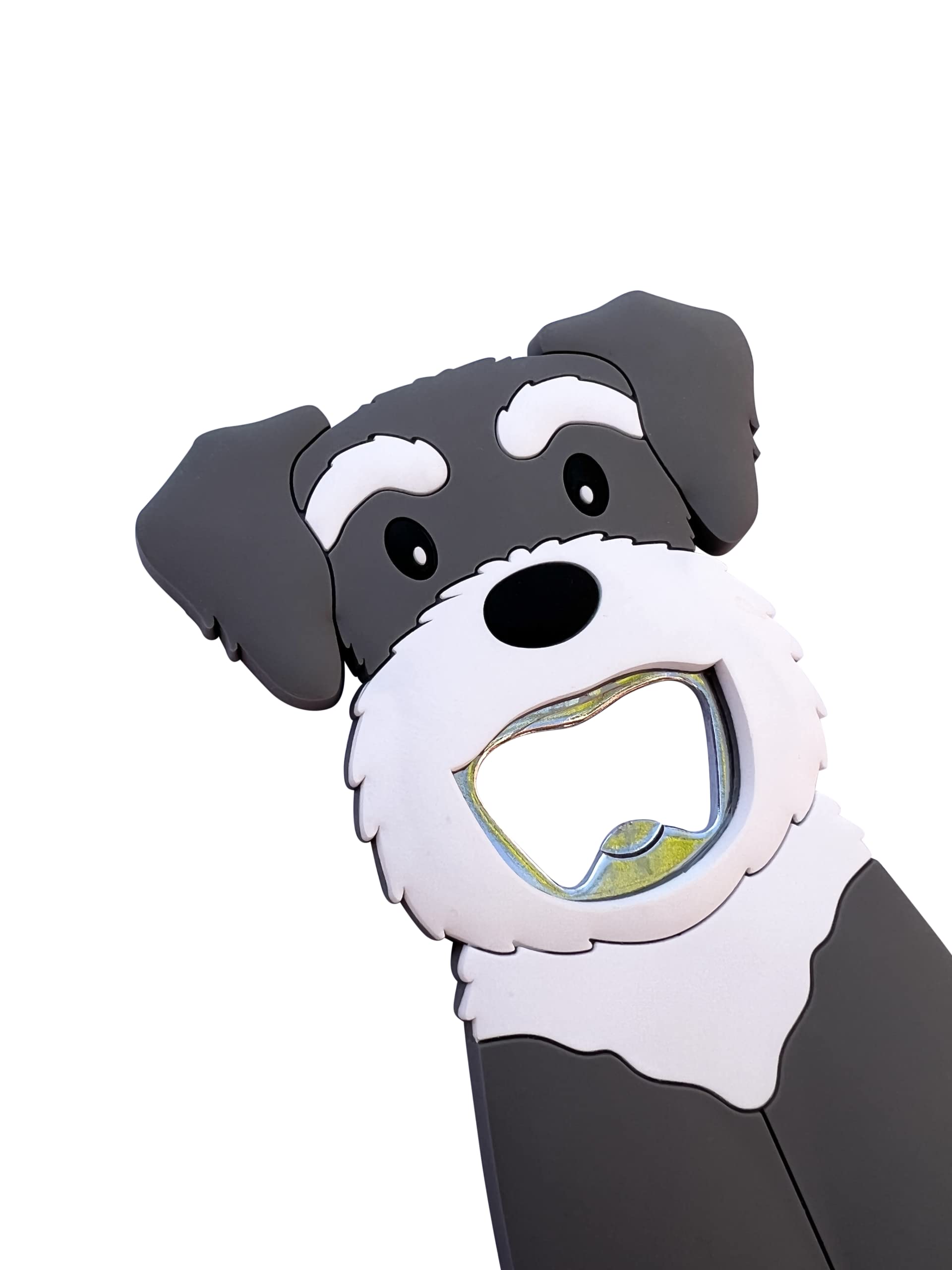 Schnauzer Bottle Opener Beer Soda or Seltzer (grey and white)