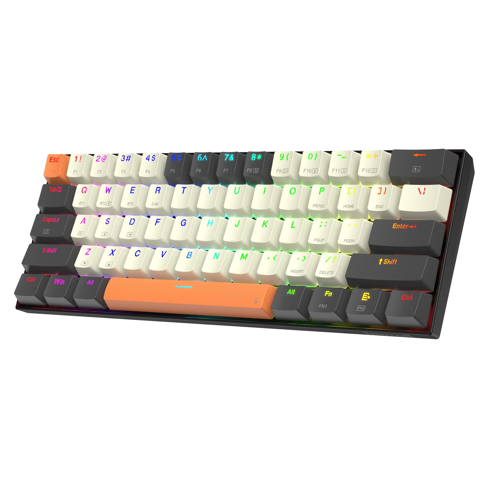 Redragon K644 SE 65% 3-Mode Wireless RGB Gaming Keyboard, 61 Keys Hot-Swappable Compact Mechanical Keyboard w/Upgrade Hot-Swap PCB Socket & Creative 1.2X Larger Size, Quiet Red Linear Switch