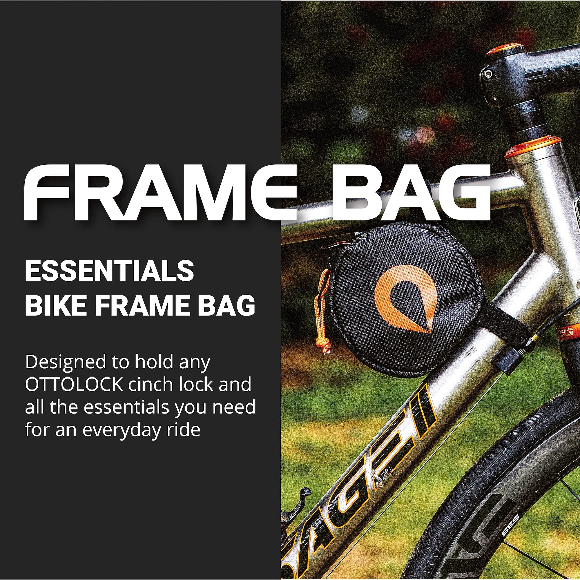 OTTOLOCK Combination Bike Lock and Essentials Frame Bag | Lightweight & Compact Lock and Storage | (Orange, 30 Inch)