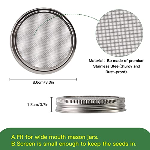 VOLCANOES CLUB Seed Sprouting Jar Germination Kit Accessories - Blackout Sleeves/Jar Stands/Sprout Lids for Wide Mouth Mason Jar - for Growing Microgreens, Broccoli, Bean Sprouts, Alfalfa (2 Pack)
