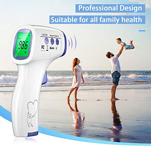LPOW Thermometer for Adults, Non Contact Infrared Digital Thermometer for Fever, Body and Surface Thermometer 2 in 1 Dual Mode White