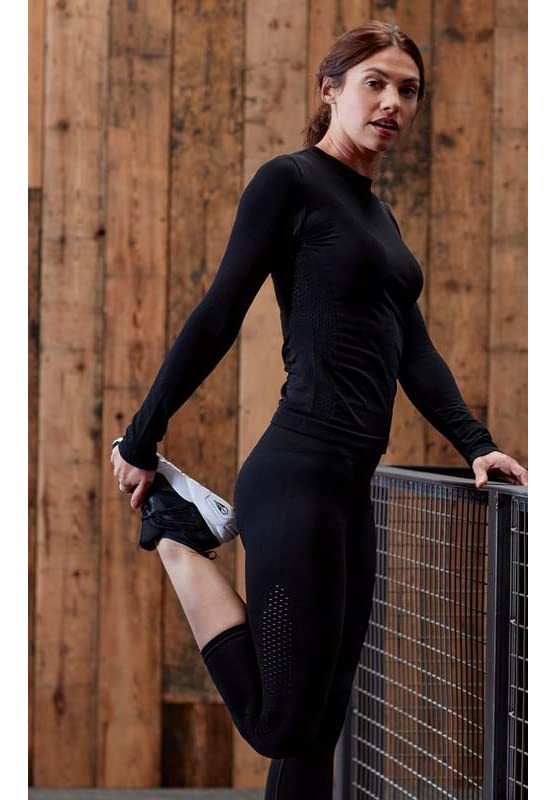 Pretty Polly Women's Eco Active Wear Long Sleeve T-Shirt, Black (Black), Extra Large
