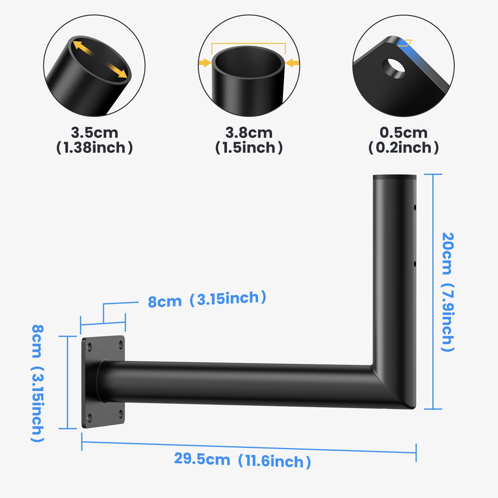 Ueevii Universal Wireless Bridge Bracket Mount/3.8cm Diam Wall-Mounted Mount/Sturdy and Durable/Wildly Used on Outdoor Wireless Bridge,Access Point and Other Scenarios/2-Pack