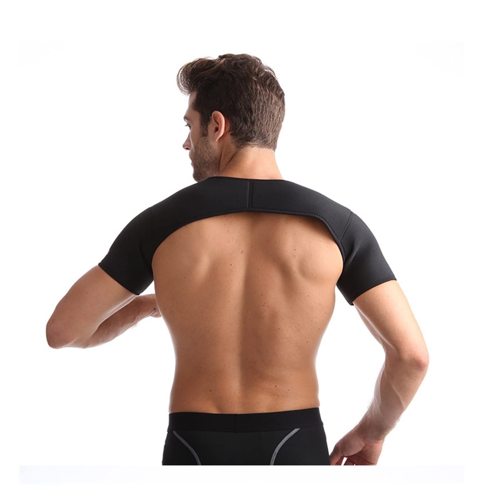 NSADE Double Shoulder Support Back Health Care Guard Strap Wrap Belt Band Sleeping Warm Injury Bandage Gym Sports Brace (Color : Black, Size : Small)