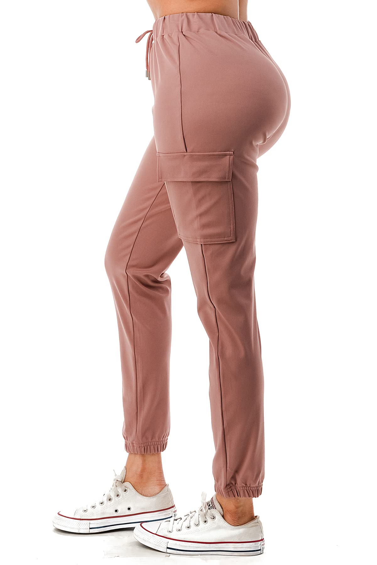 Petalroz Women's Cargo Joggers Drawstring Hiking Pants for Women Outdoor Casual Athletic Workout with Pockets,Mauve,Large