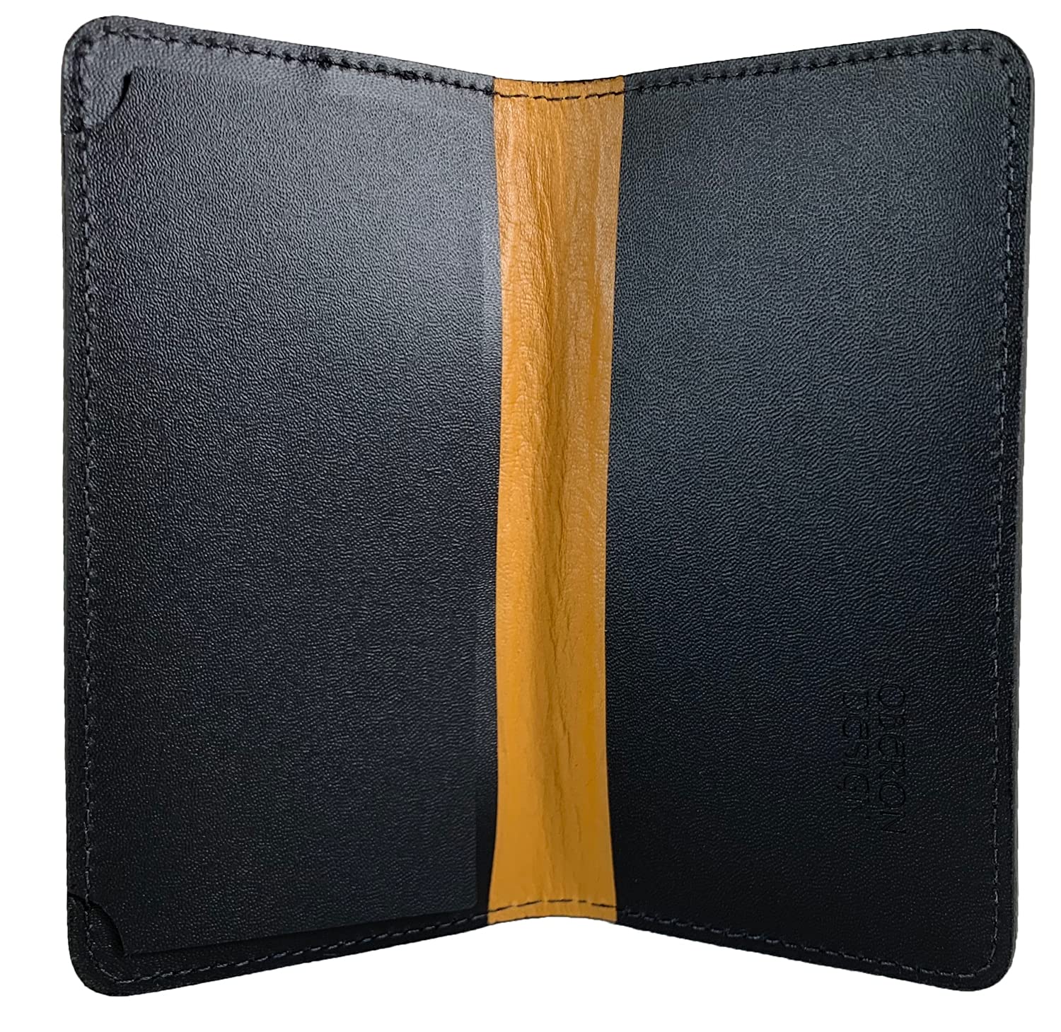 Oberon Design Sunflower Embossed Genuine Leather Checkbook Cover, 3.5x6.5 Inches, Marigold, Made in the USA