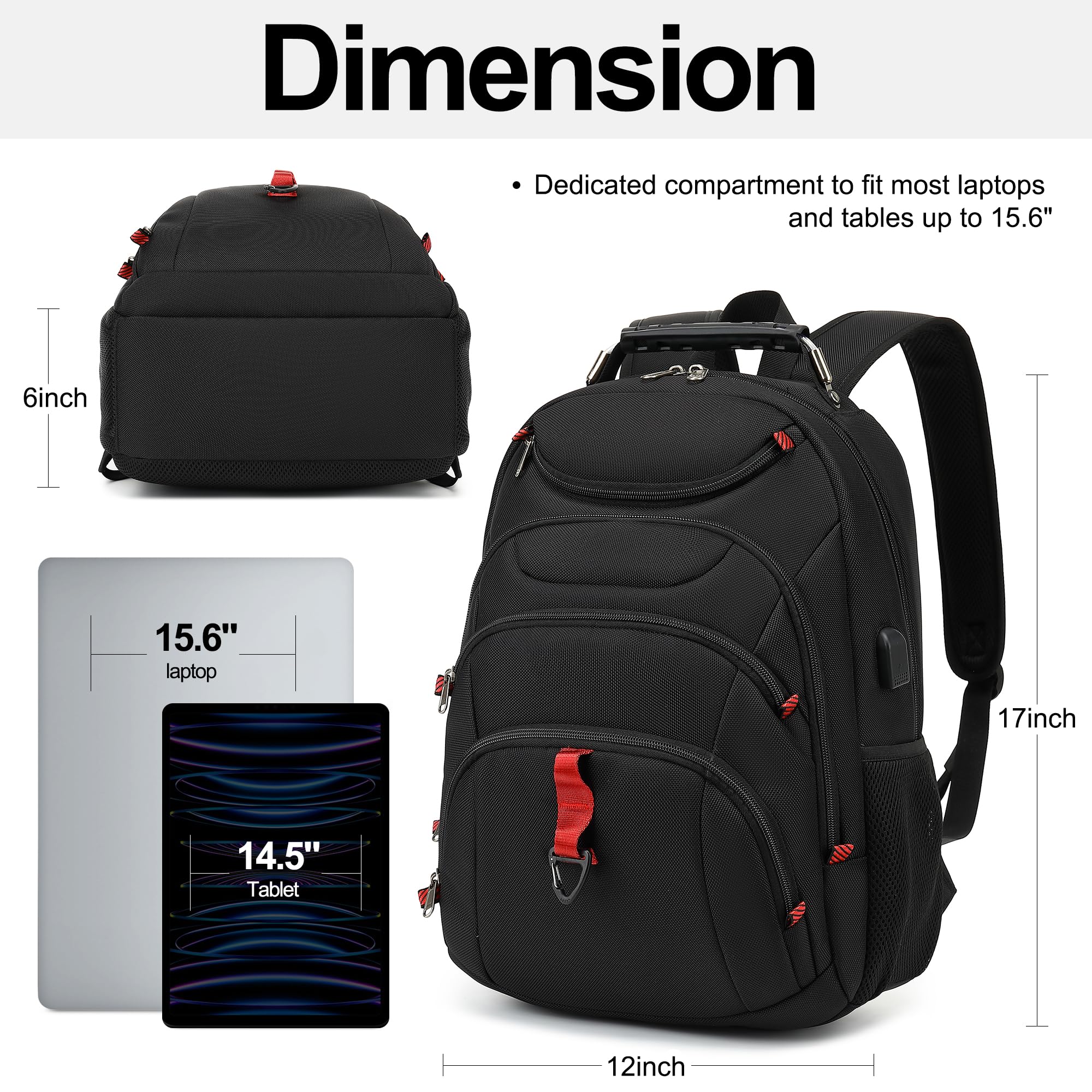 Laptop Backpack for Men - Stylish College Bookbag for 15.6-Inch Laptop,Black (Black, 15.6)