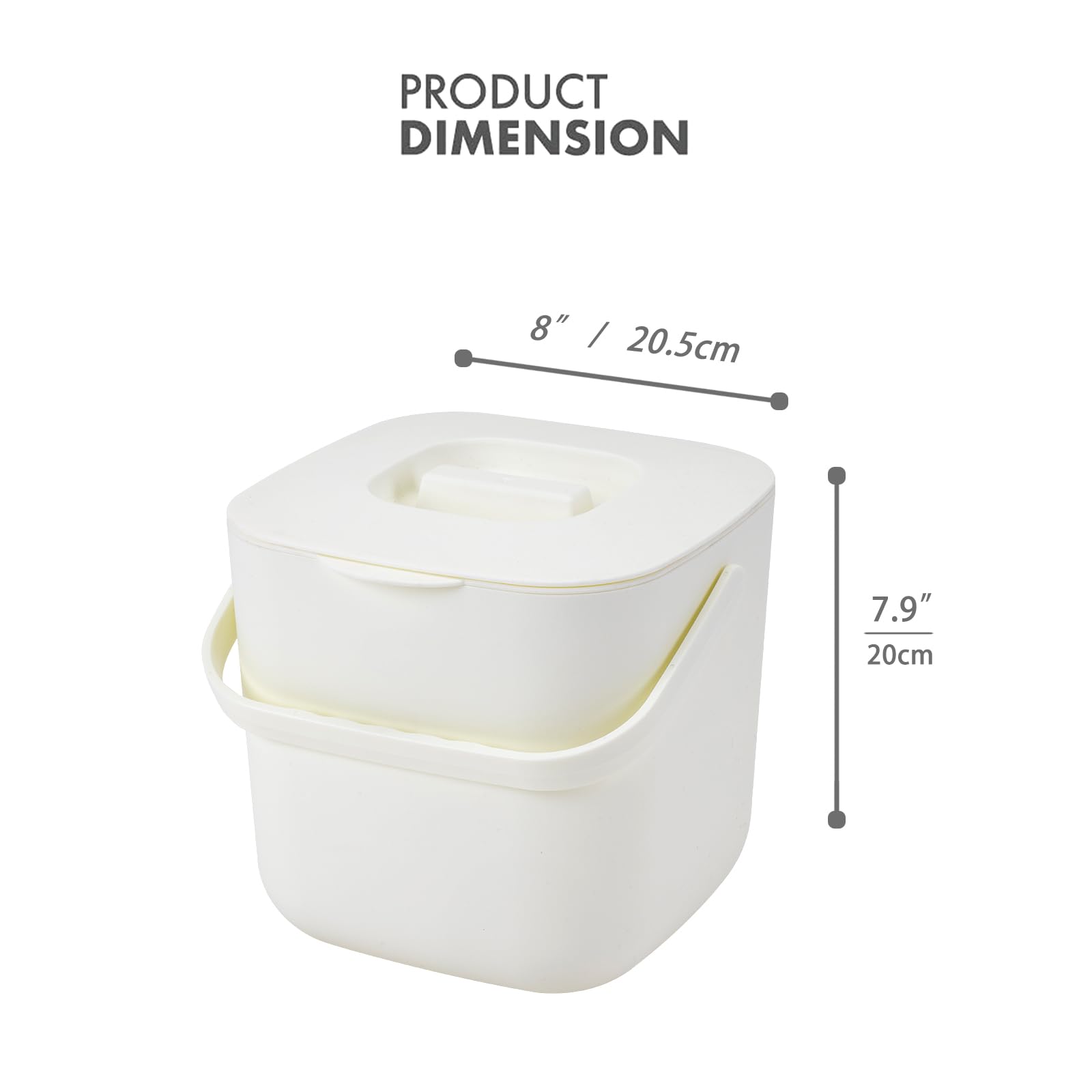 Kitchen Compost Bin with Lid, Countertop Composter for Organic Waste, Odour Proof, Removable Inner Sieve, Indoor Trash Can Bucket Garbage, 1.32 Gallon, Cream White