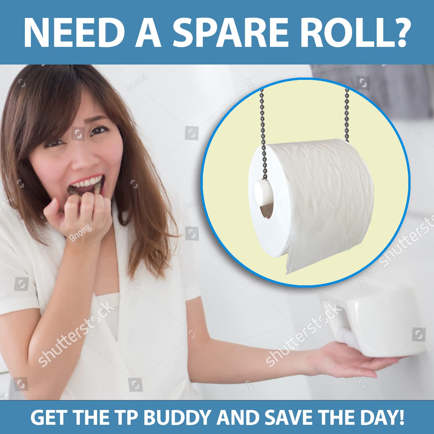 TP Buddy The 2-in-1 Toilet Paper Roll Holder - Works with Any Size Roll - Bathroom Accessories β Extra Roll β Double Capacity Toilet Tissue Dispenser -White