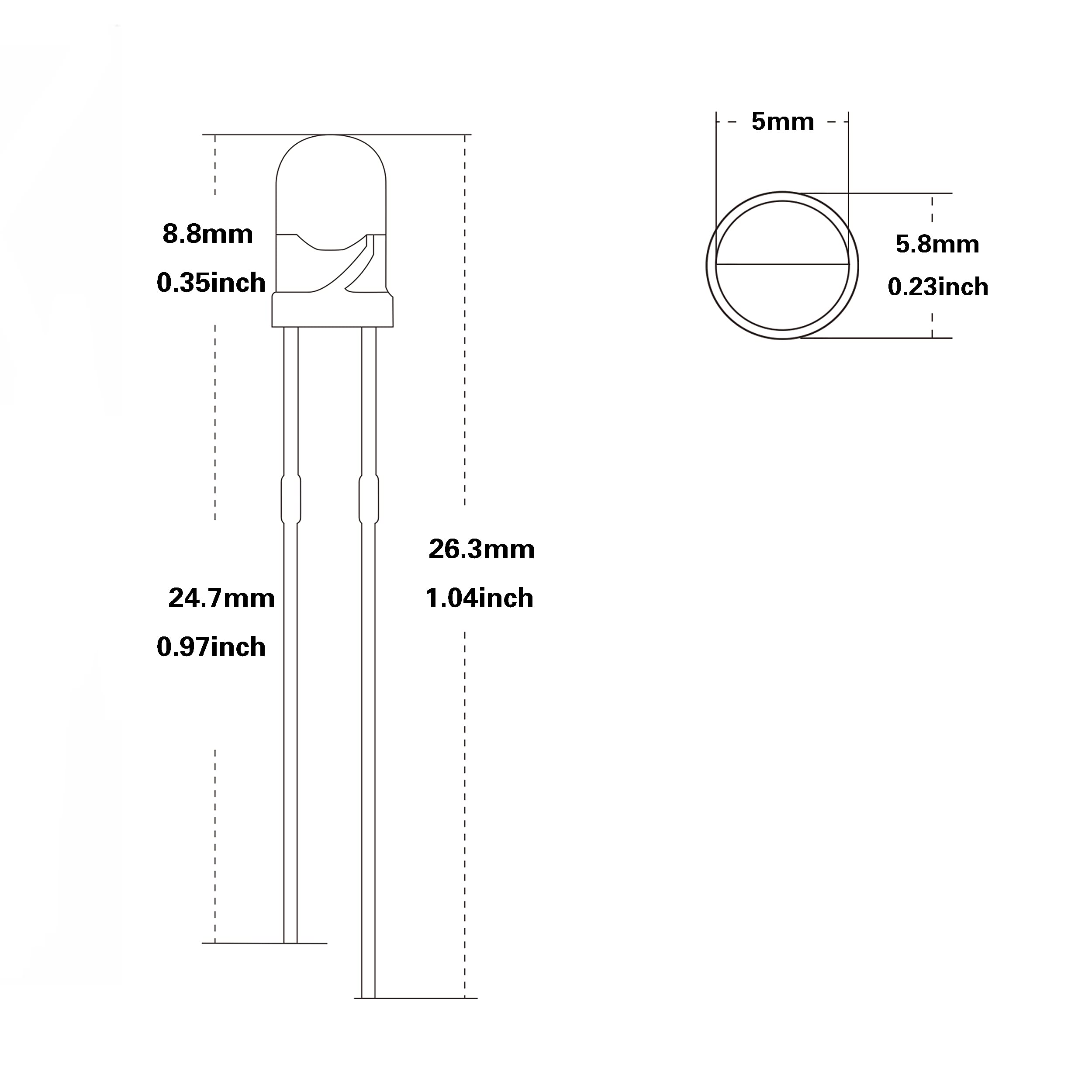 OWOFYDR 100 5mm Warm White LED diode lamp (Transparent Lens Round DC 3V 20mA) Lighting Bulb lamp Electronic Component Indicator Light Emitting diode