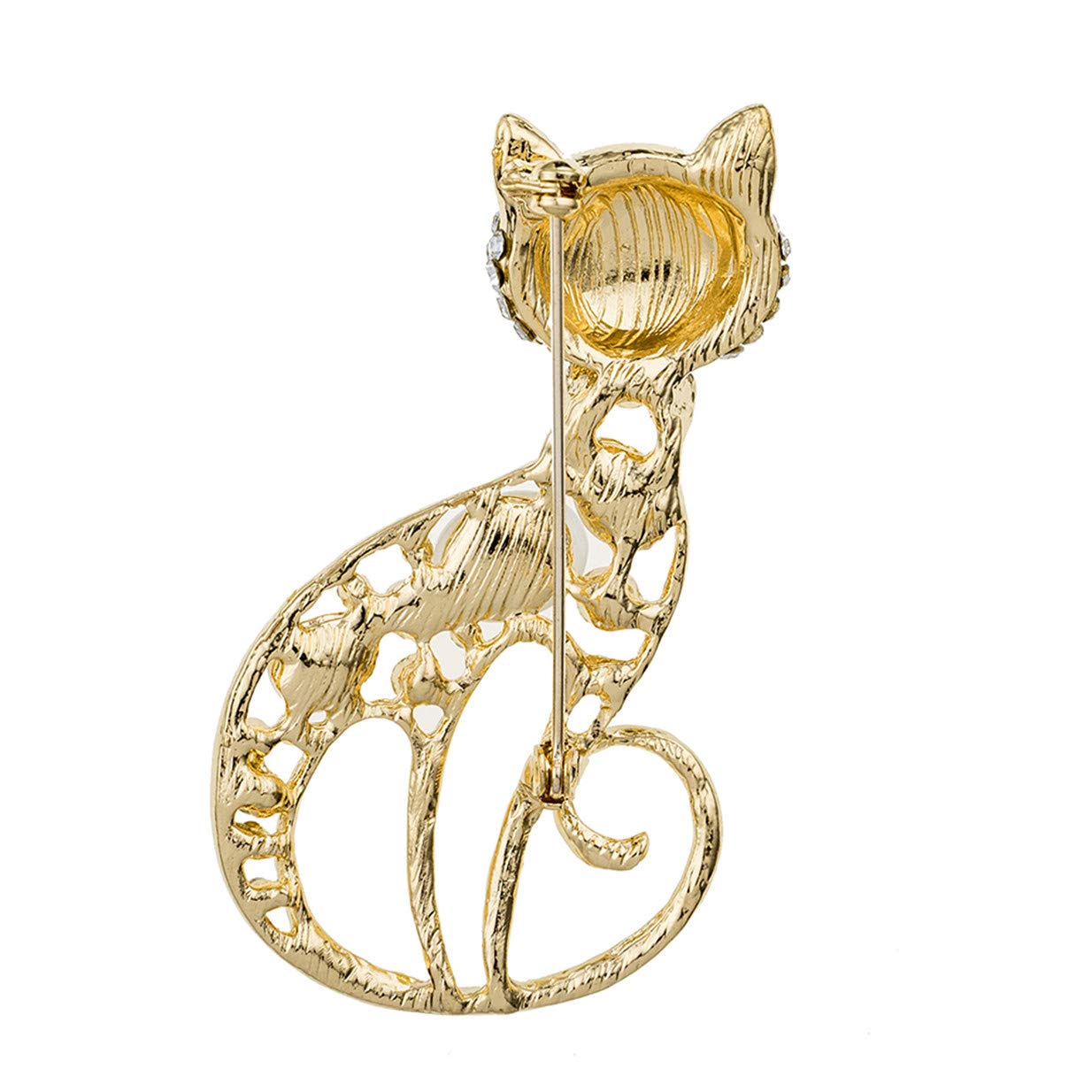 LALANG Women Vintage Black Crystal Cute Cat Brooch Pins Clothing Bag Accessories