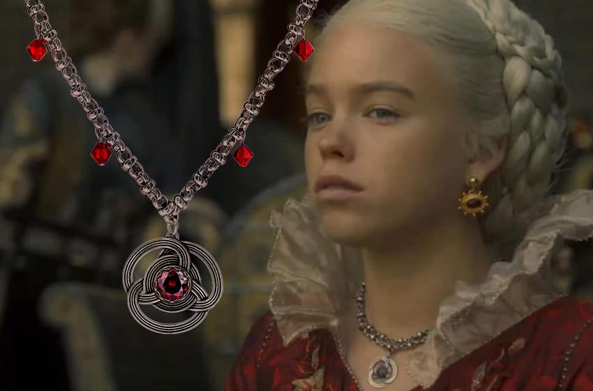 Princess Rhaenyra Targaryen Ruby Necklace House Dragon Replica Pendant Necklace Cosplay Jewelry…