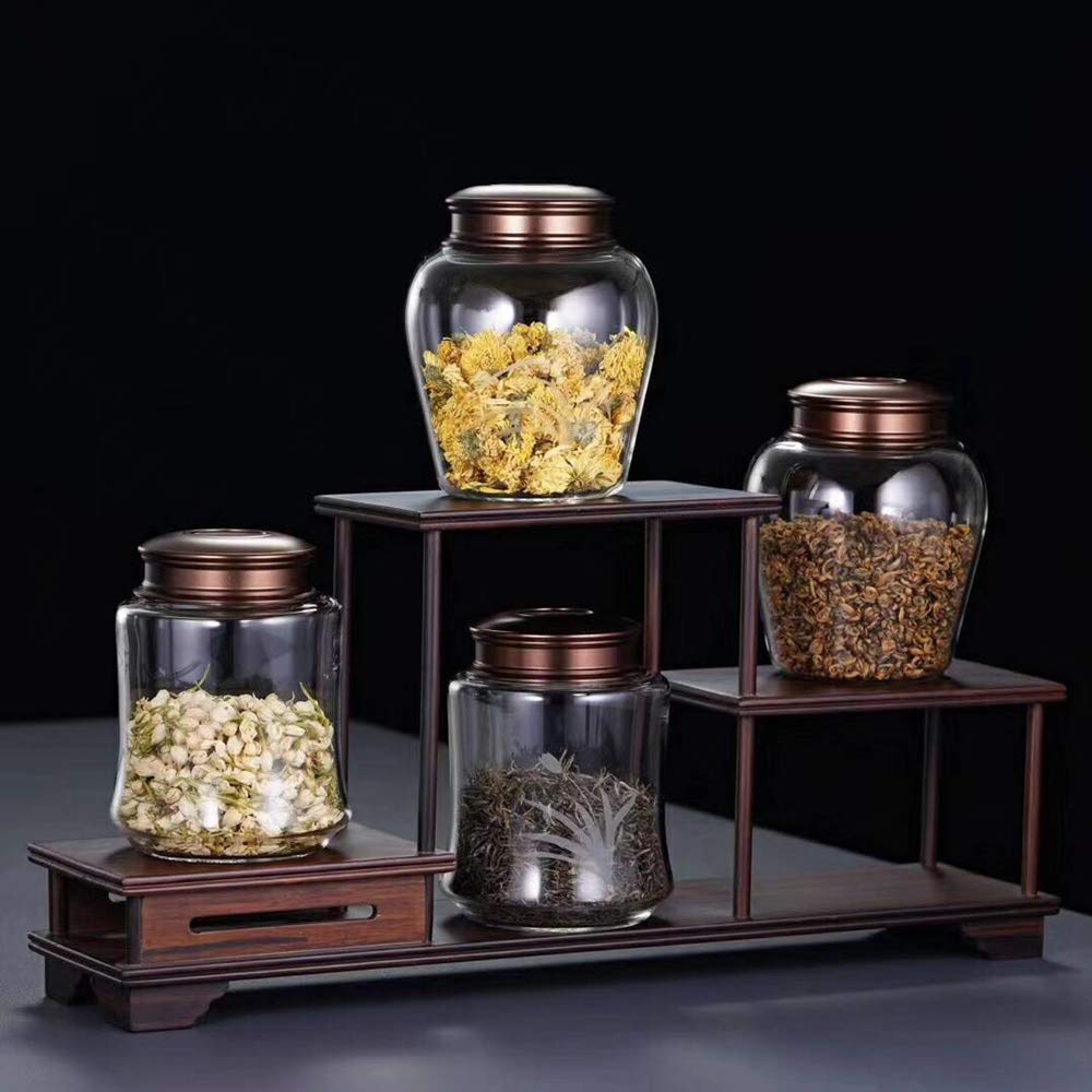 Kitchen Food storage jar Double-sealed aluminum alloy lid glass jar 500ml,16.9oz Storage cans for nuts, coffee beans and scented tea