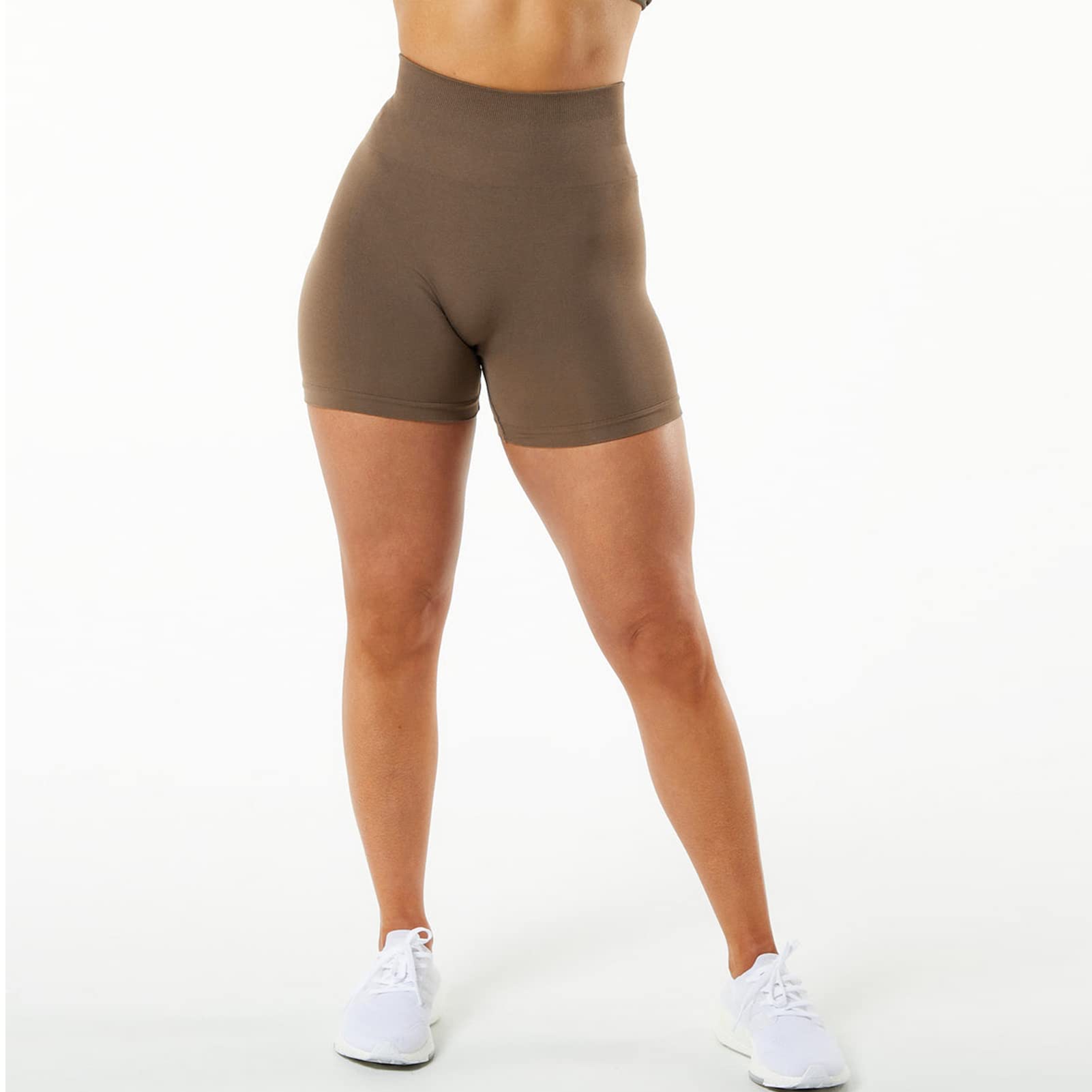 Qmttoae Scrunch Seamless Workout Shorts Women High Waisted Biker Shorts Athletic Gym Butt Lifting Yoga Shorts (Coffee,S)