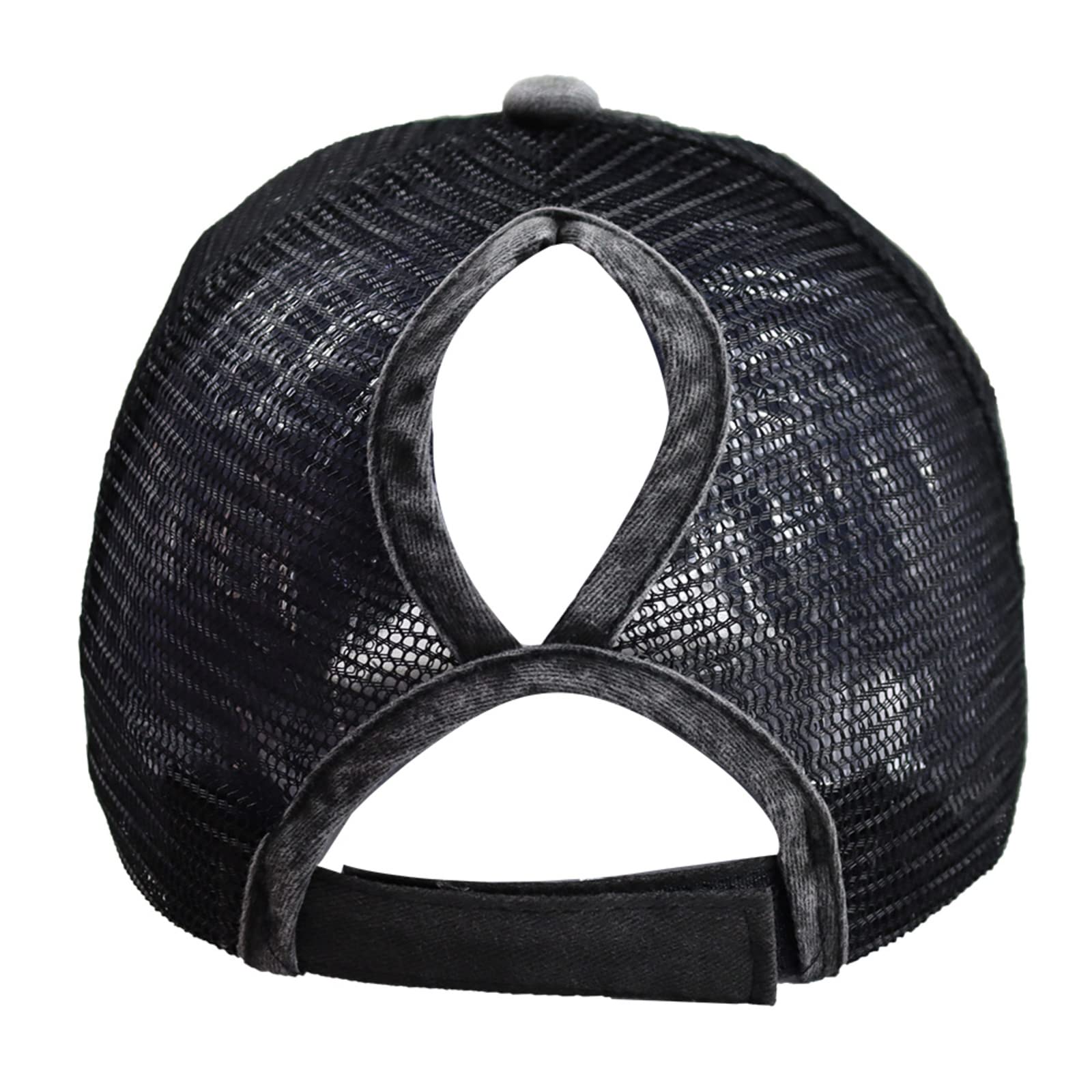 OASCUVER Women's Mama Bear Hat Messy High Buns Ponytail Adjustable Mesh Trucker Baseball Cap Black