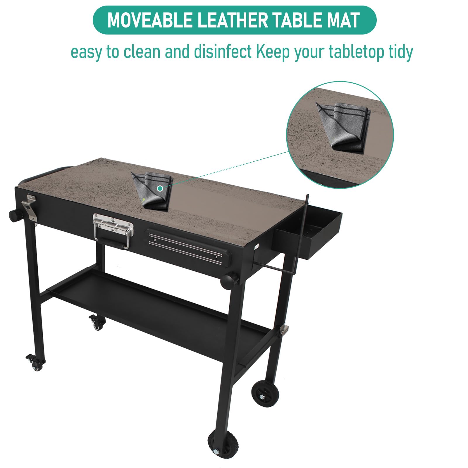 Karpevta Portable Grill Table for Blackstone Griddle,Foldable Outdoor Grill Cart with 4 Wheels for Blackstone 17" or 22", Grill Table Stand, Double-Shelf with Spice Tray for Patio, Backyard