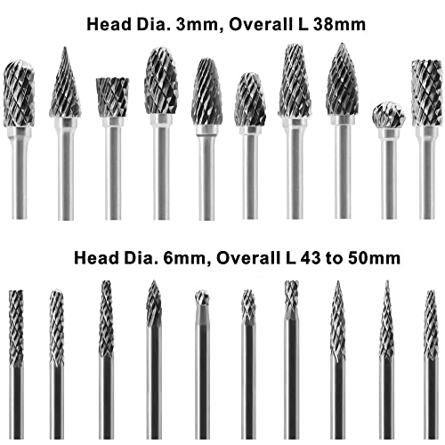 Redariti Carbide Rotary Burrs Set 1/8" Shank (3mm) 20PC, Double Cut Compatible with Dremel Accessories for Woodworking,Suitable for Fine Objects, Making Engraving Work More Excellent and Simple.