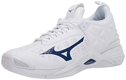 Mizuno 430260.0051.16.1150 Wave Momentum Women's Volleyball Shoe White-Navy (0051) 11 1/2 (1150)