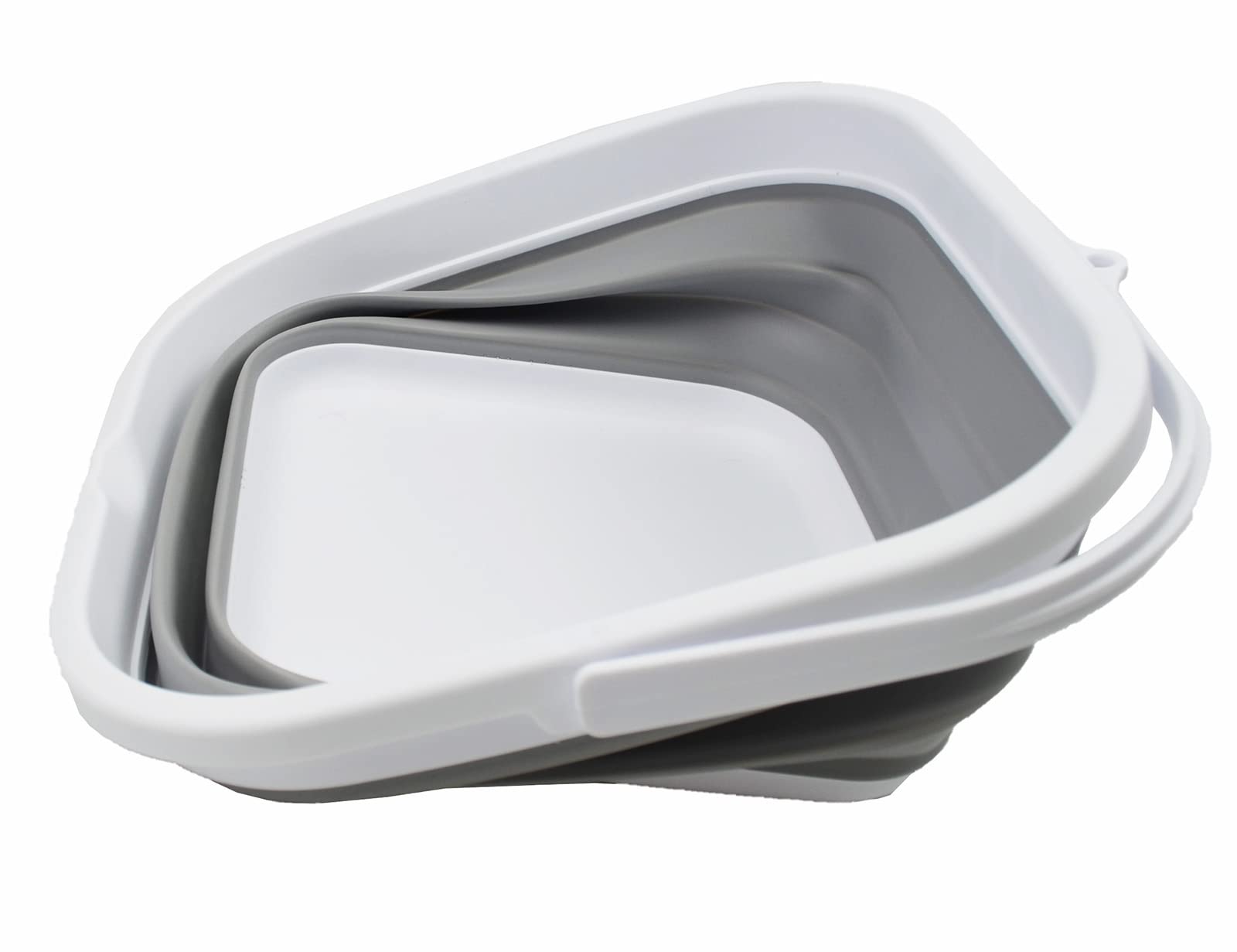 SAMMART 5.5L (1.4 Gallon) Collapsible Square Handy Bucket/Foldable SquareWater Pail/Portable Tub with Handle. (White/Grey, 1)