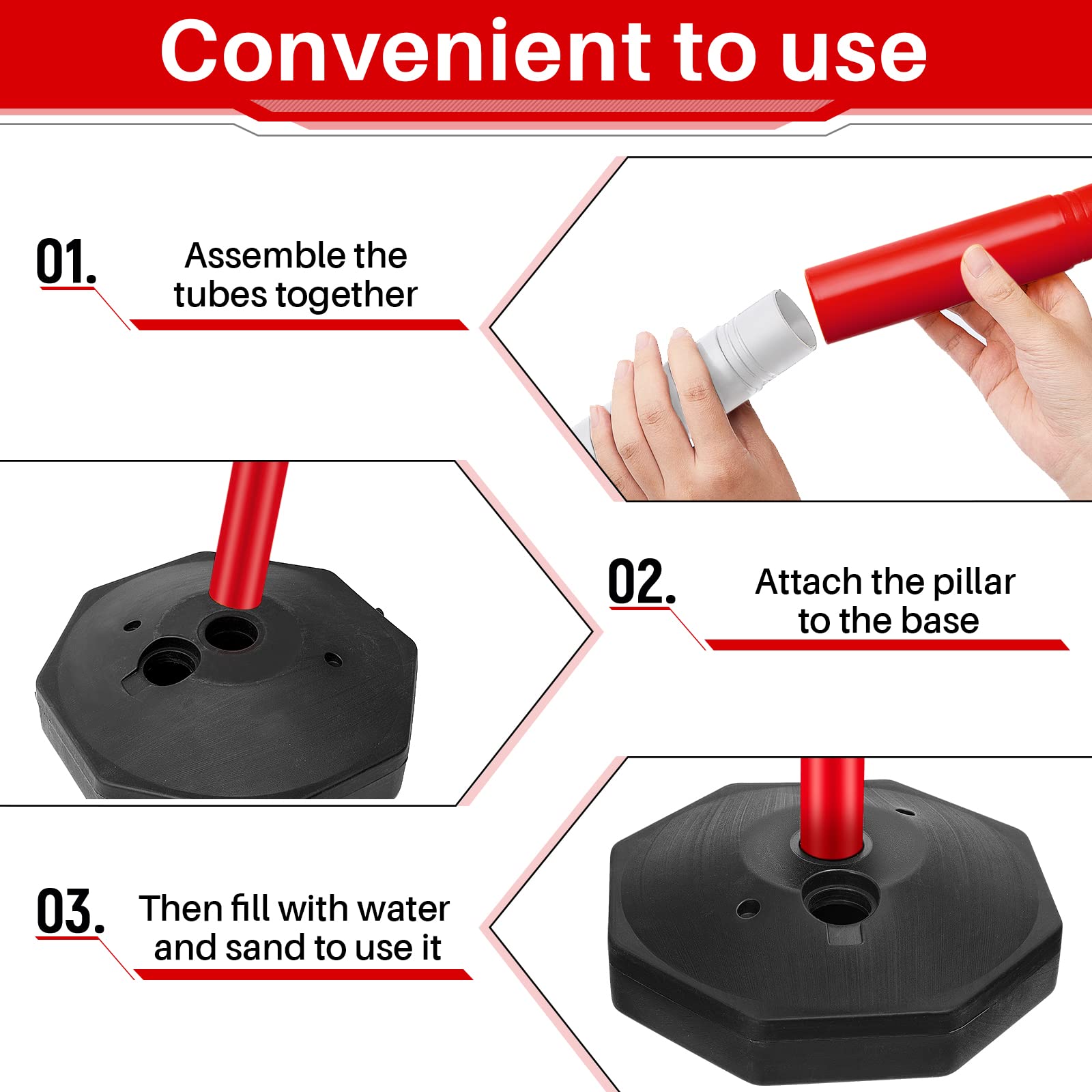 Traffic Delineator Post Cone, Plastic Stanchion Post Set Crowd Control Stands Barrier with 6.6 ft Link Chain and S Hooks for Parking Lot Construction Caution Roads, Red, White (6 Pack)