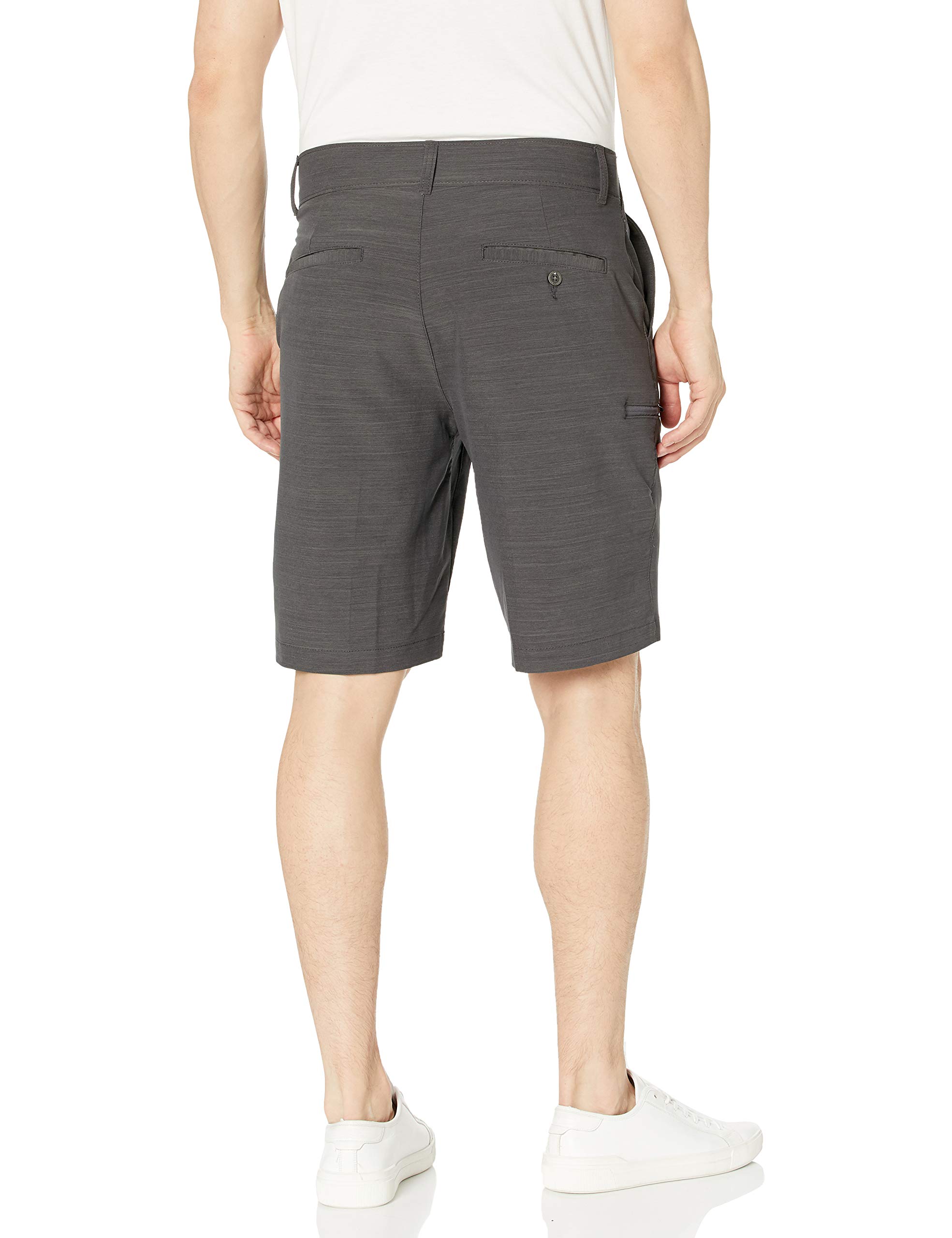 Lee Men's Tri-Flex Flat Front Short, Charcoal Heather Slub, 34