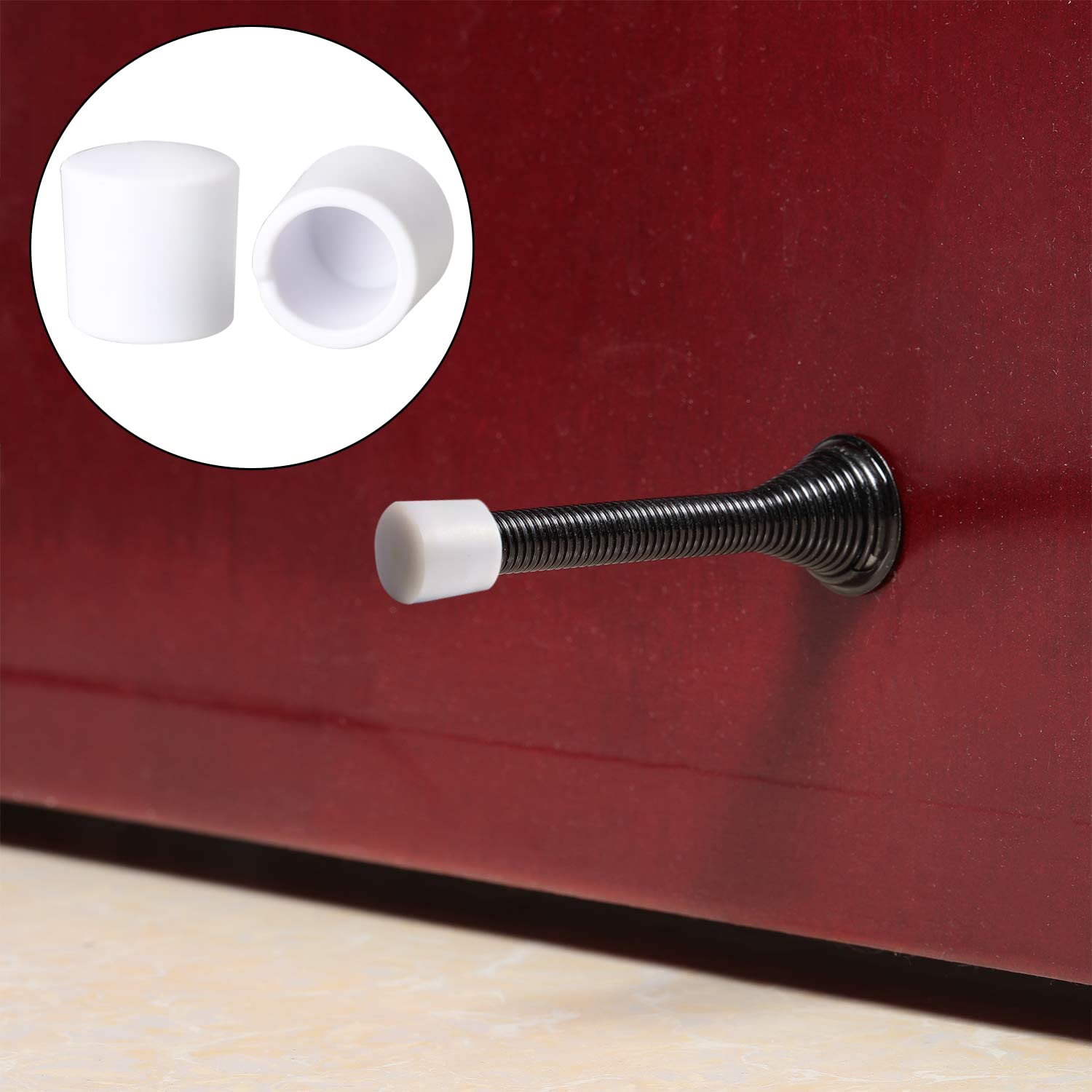 MEETOOT 10pcs Door Bumper Tips 0.4" White Door Stop Caps Door Stopper Bumpers for Wall and Floor Protection