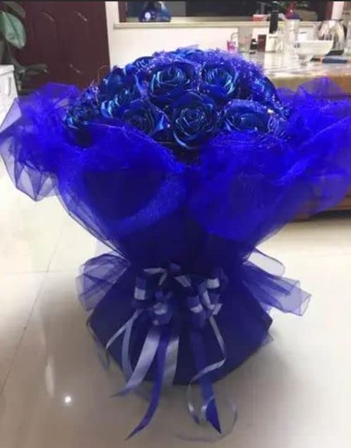 Leoyoubei 20 Sheets Flower Bouquets Wrapping Paper,Waterproof Frosted Gift Packaging Paper,Gift Box Packaging,Packaged on Both Sides Paper Bundle Florist Bouquet Wraps Material 22.8β (Royal Blue)