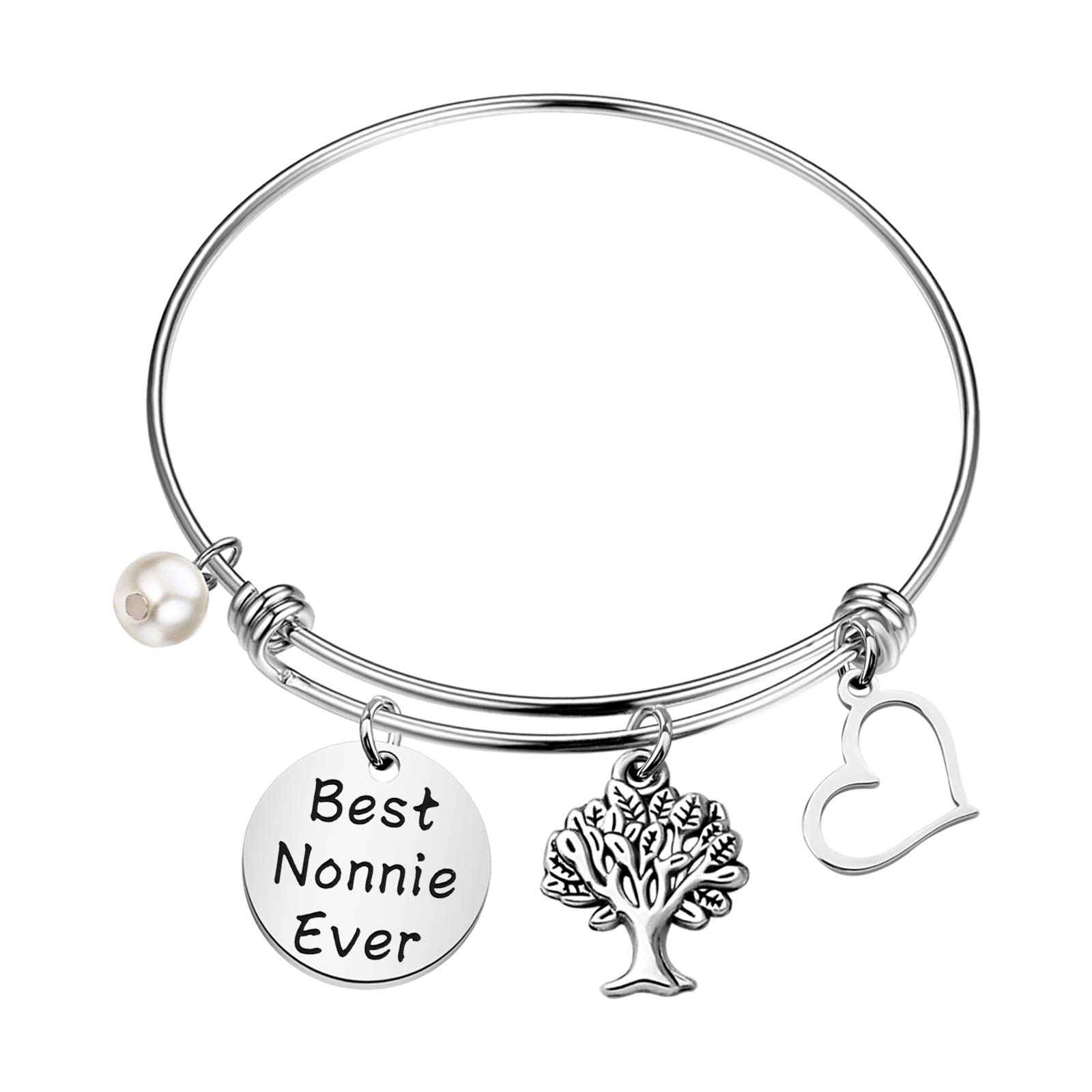 Lywjyb Birdgot Best Nonnie Ever Gift Best Nonnie Ever Bracelet Gift Best Nonnie Ever Funny Mother's Day Gift Best Nonnie Ever Christmas Gift (Nonnie br)