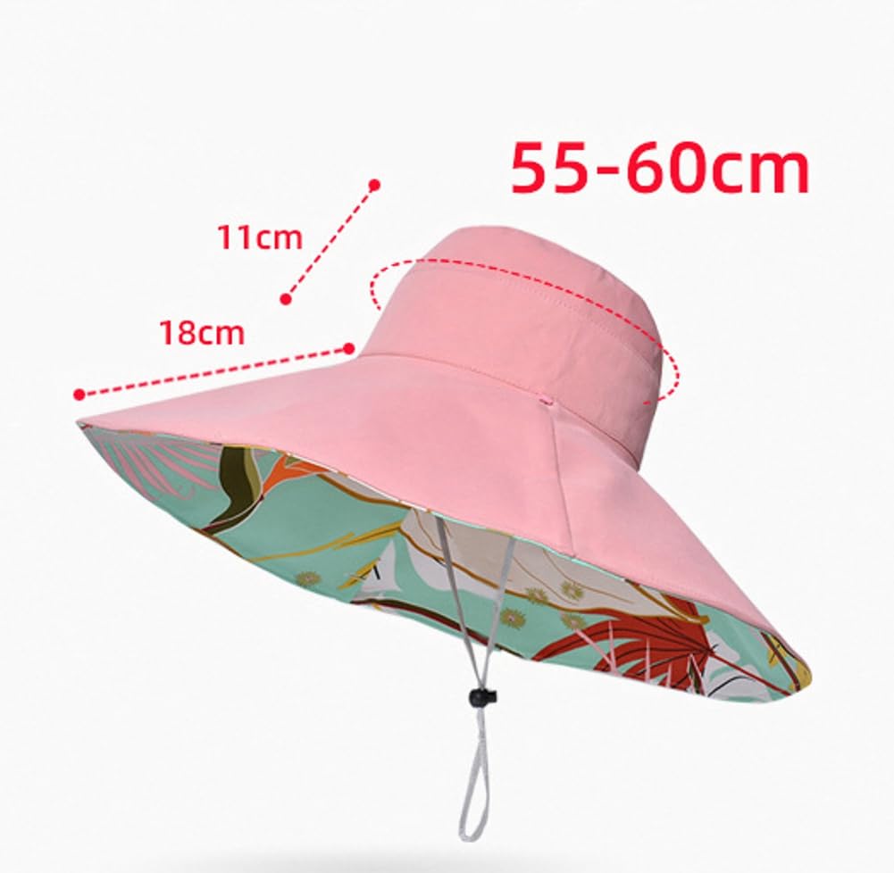 Super Wide Brim Sun Hat for Women Packable Reversible Double-Side-Wear Hats UV Protection Summer Beach Bucket Cap Black