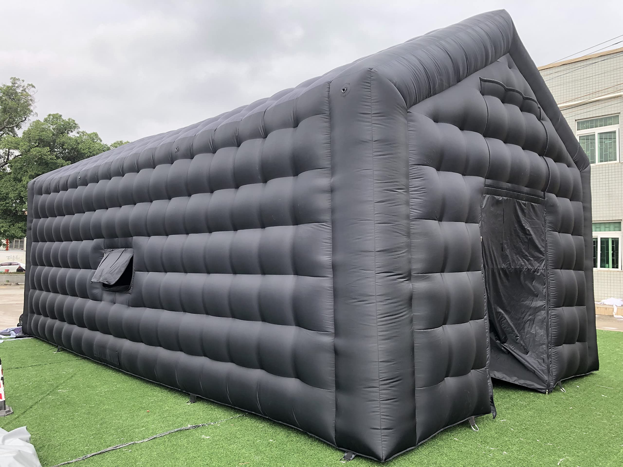 Large Black Inflatable Cube Wedding Tent Square Gazebo Event Room Big Mobile Portable Night Club Tent Party Pavilion for Backyard/Outdoor Events(29.5ftx16.5ft)
