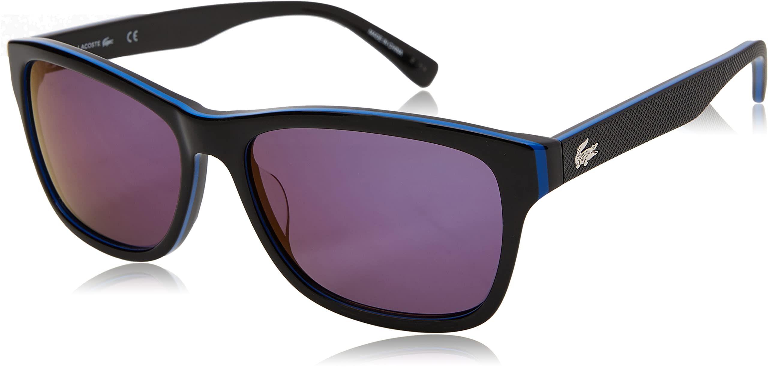 Lacoste L683S Square Sunglasses, Black/Blue/Black, 55 mm