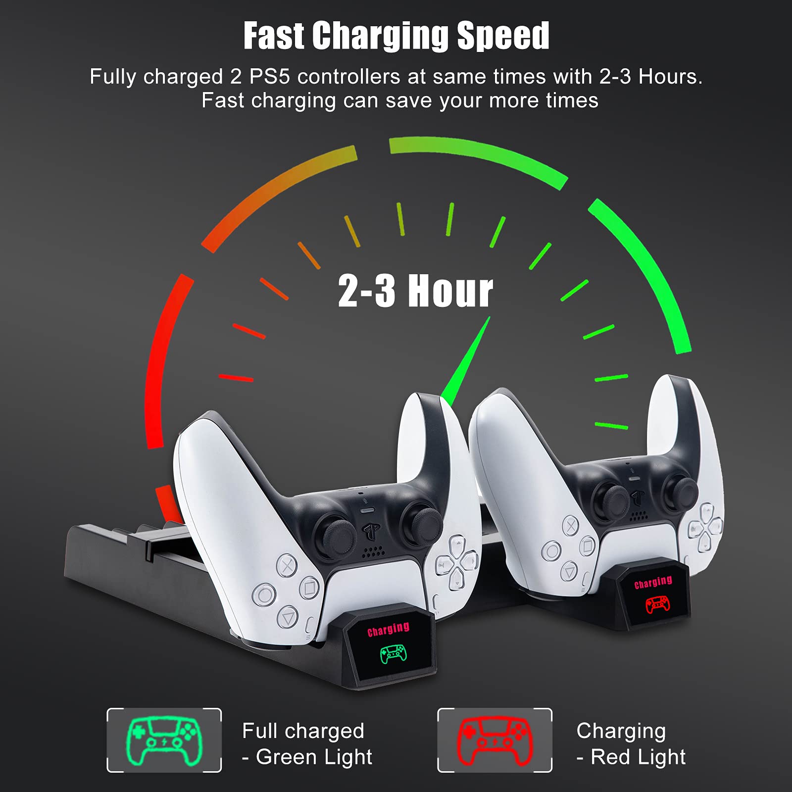My Genik Touch on Charger with 3 Fan Cooler for PS5 Digital Edition & Ultra HD Console Vertical Cooling Stand with LED Indicators, USB Fast Charging Dock Station with 12PCS Games Storage