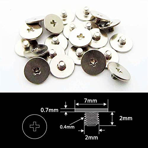 WSF-jietou, 25pcs Thin Wafer Flat Round Head Screw Bolt M2*2mm Head Dia 7mm for Laptop Notebook Optical Drive Mount DIY Computer G
