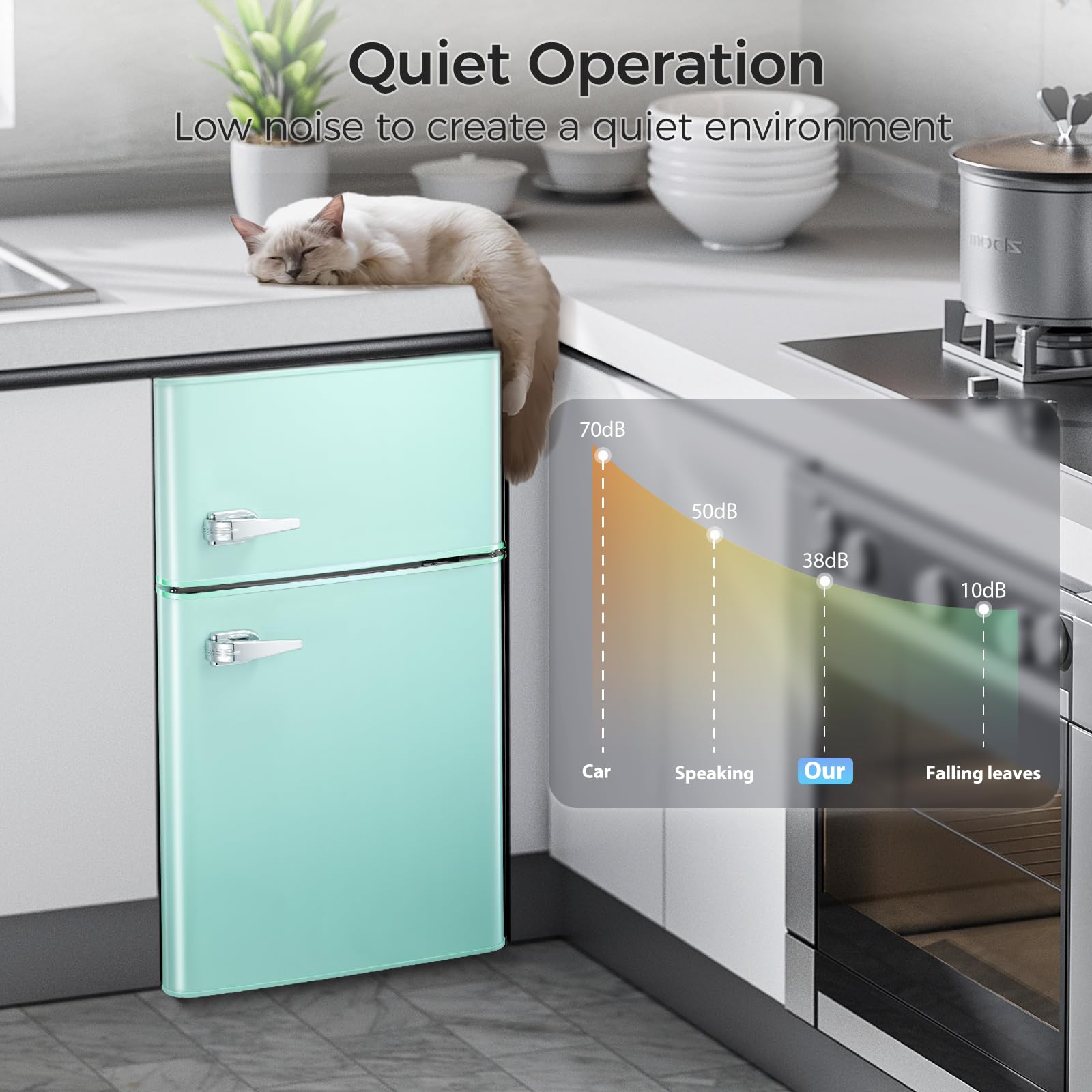Kismile 3.2 Cu.Ft Mini Fridge with Freezer,Freestanding Compact Refrigerator with Freezer,Adjustable Temperature,2 Door Mini Fridge for Home,Office,Dorm or RV, Apartment-Food Storage or Drink Beer
