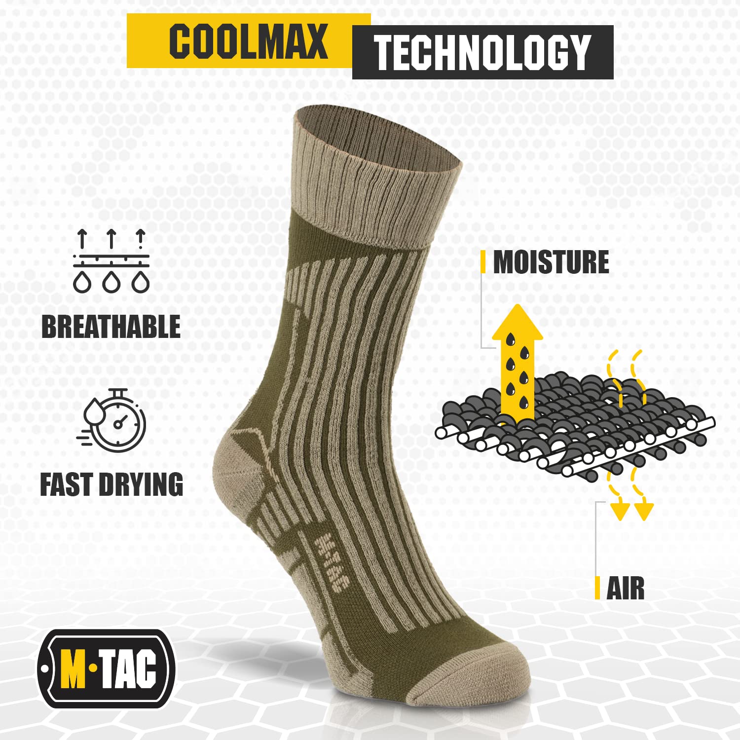 M-Tac Knee High Tactical Socks 2 Pack - Military Lightweight Coolmax Moisture Wicking Army Combat Socks (OCP, L)