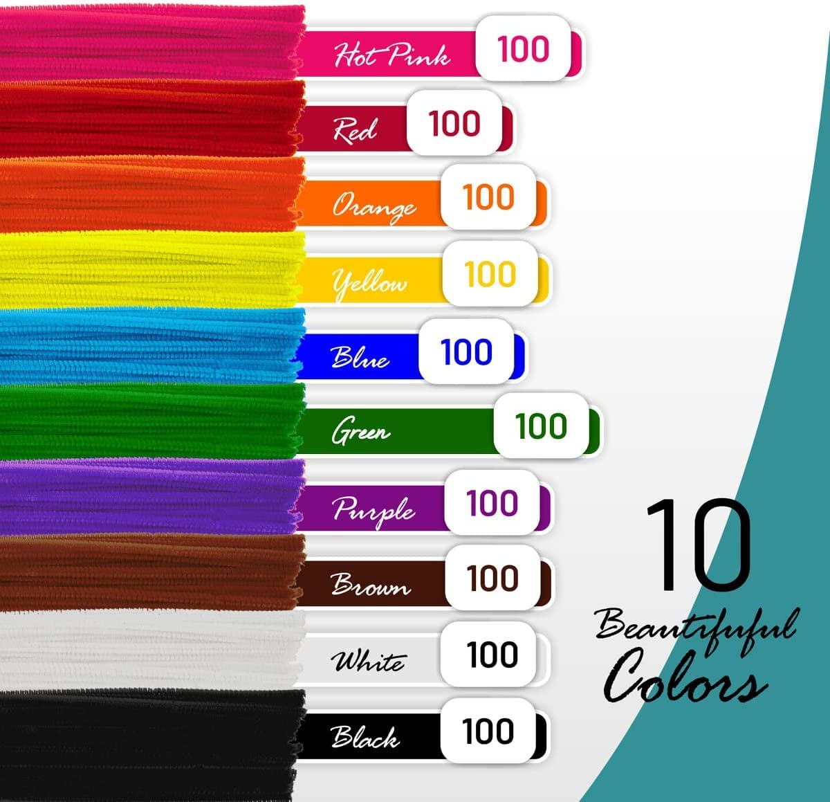Pipe Cleaners - 100 Pc. Pipe Cleaner Assorted Colors 6" Chenille Stems with Clear Glue, Pipe Cleaners Craft, Fuzzy Sticks and Glue Clear Great Craft Supplies DIY Art & Craft Projects