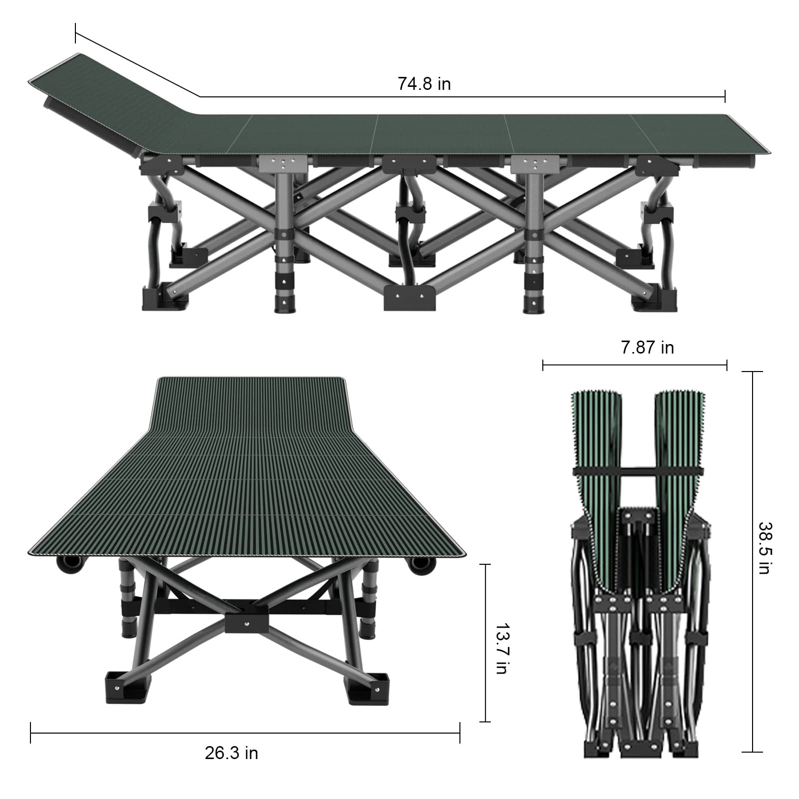 NUOBILI Camping Cot for Adults Comfortable, Tent Folding Cot for Sleeping, Lightweight Folding Bed with Carry Bag for Kids Supports 450 Lbs, Office Nap and Beach Vocation