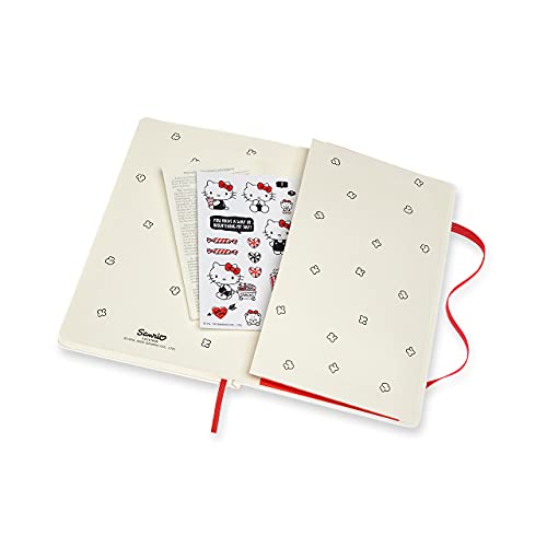 Moleskine Limited Edition Hello Kitty Notebook, Hard Cover, Large (5" x 8.25") Plain/Blank, White, 240 Pages