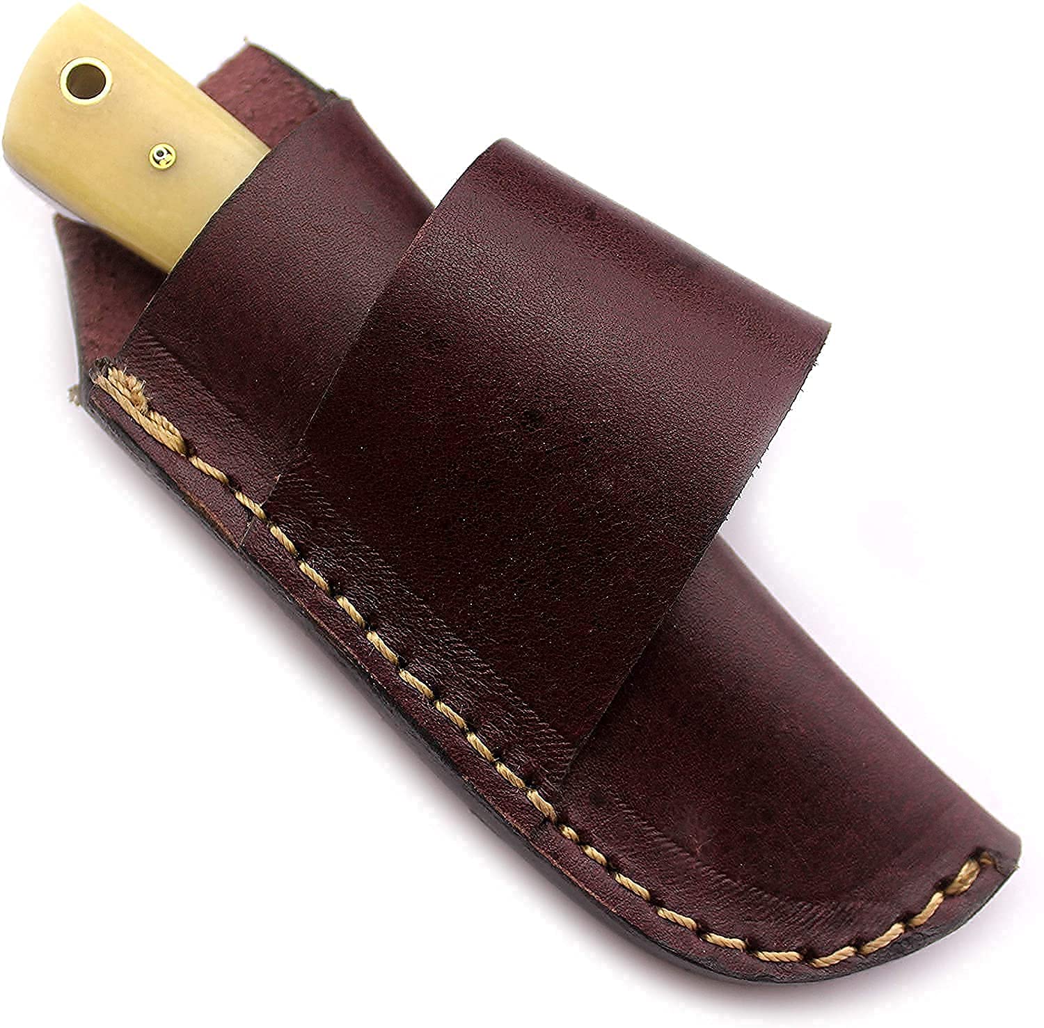 MAAN Handmade Damascus Fixed Blade Knife with Micarta & Bone Handle - Survival, Tactical and Camping - Damascus Steel Knife - Damascus Hunting Knife with Right Hand Cross Draw Leather Sheath
