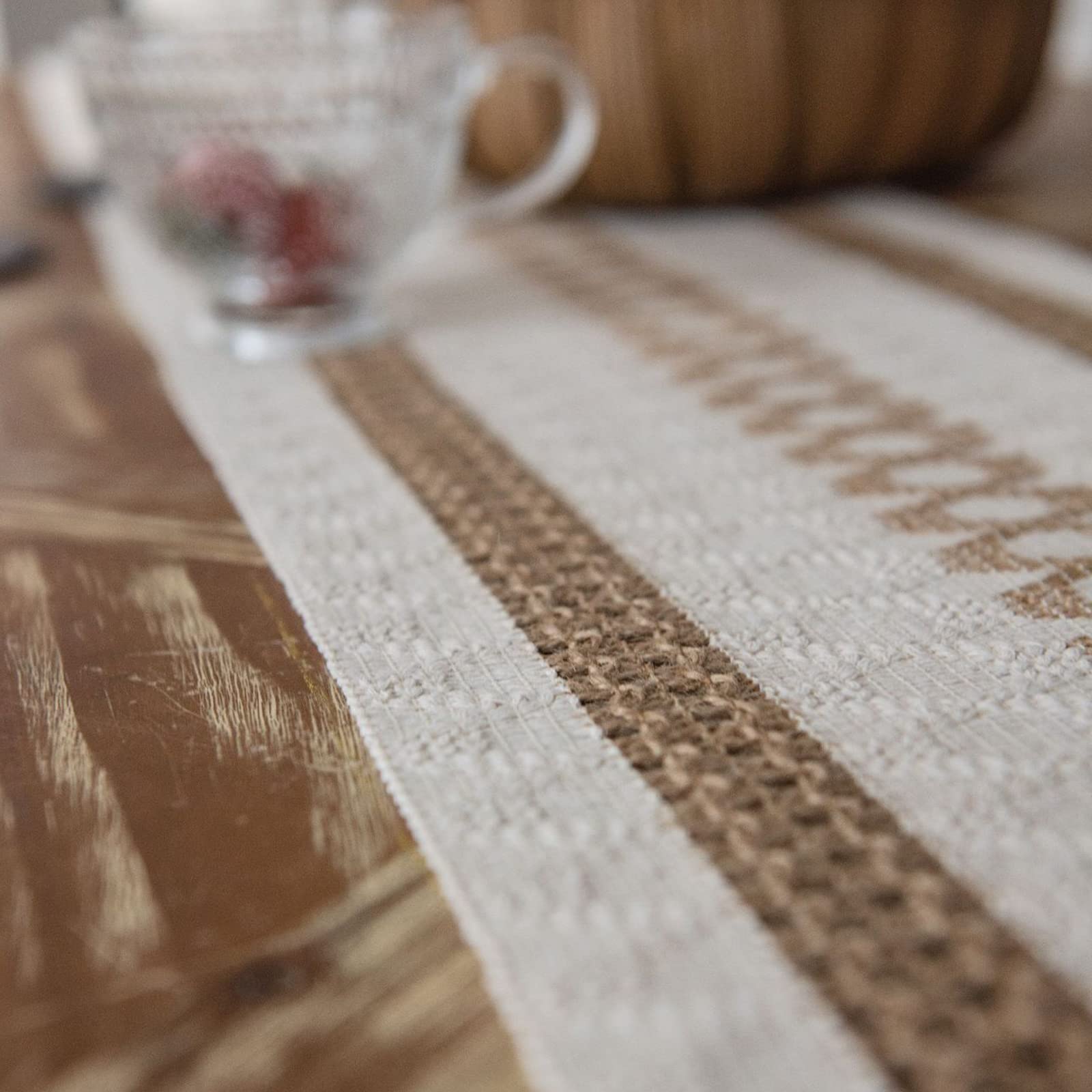 Table Runner 12x72 in, Lizpare Beige Burlap Table Runner with Tassel for Spring Fall Restaurant Decoration Holiday Birthday Wedding Bridal Baby Shower Party Kitchen Coffee Dining Dessert Table Decor