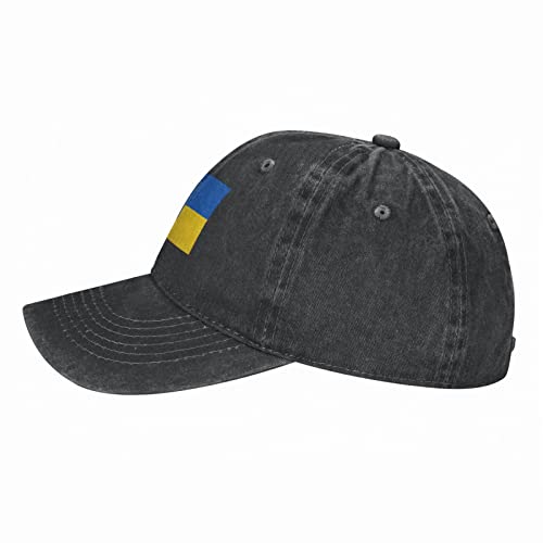 POOEDSO Flag of Ukraine Baseball Cap Cotton Vintage Cowboy Hat Adjustable Casquette Black