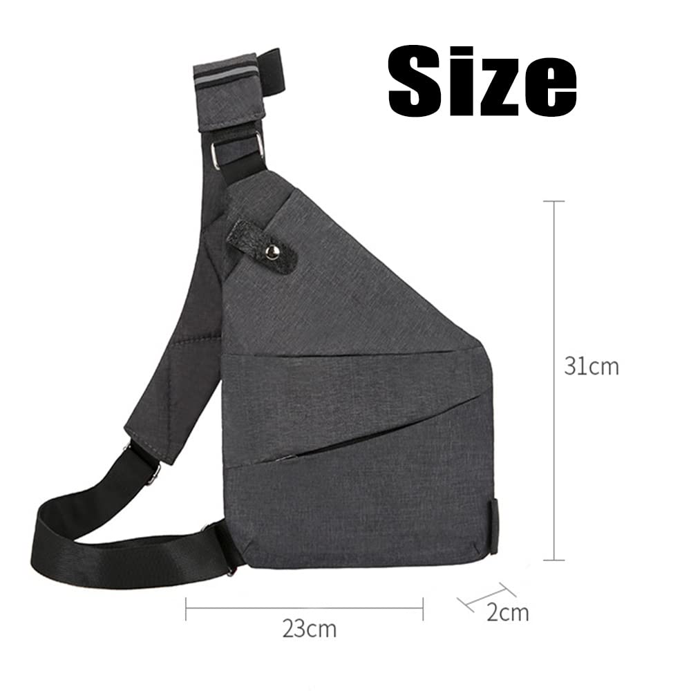 PIPLYKI Personal Flex Bag - Multi Pocket Casual Crossbody Bag, Waterproof Personal Shoulder Pocket Bag, Anti Theft Sling Bag (Grey-Left)