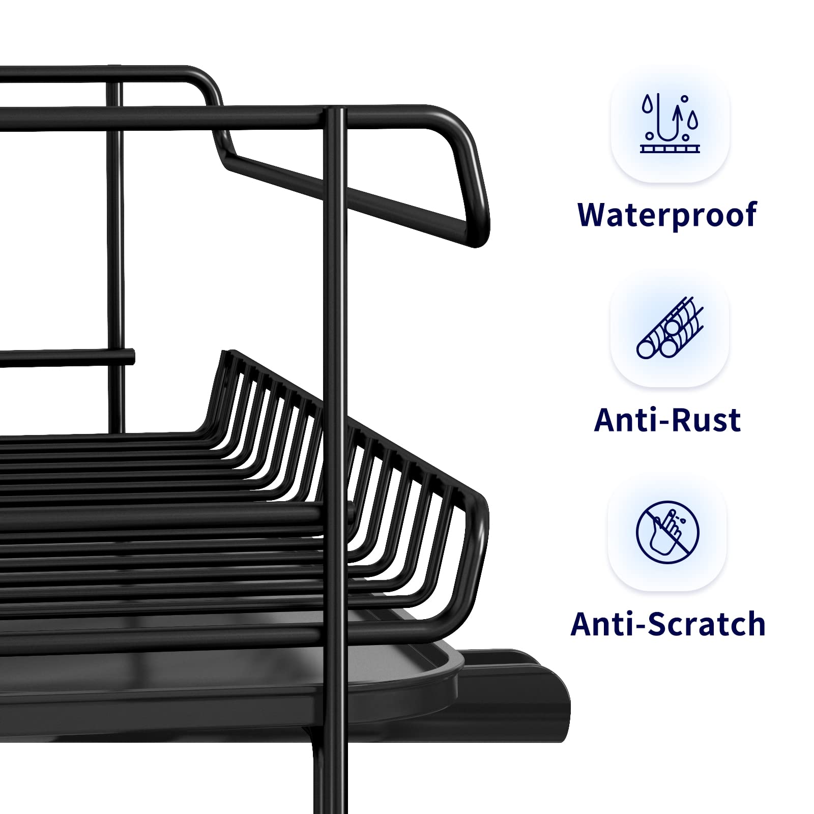Kitsure Dish Drying Rack - Large-Capacity Dish Rack for Kitchen Counter, Rust-Proof Dish Drainer, 2-Tier Kitchen Dish Drying Rack for Dishes, Knives, Spoons, and Forks,Silver6