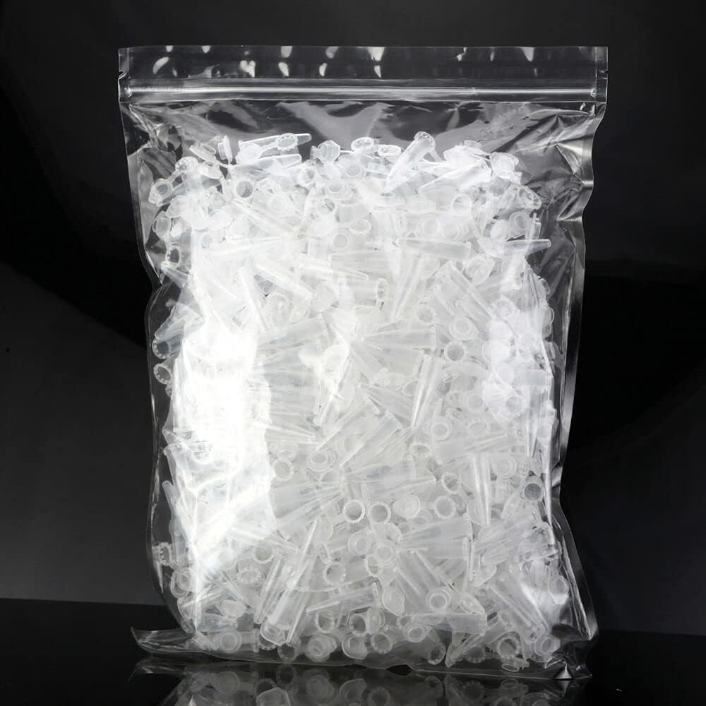 zoomto 1.5ml Microcentrifuge Tubes 500PCS,Centrifuge Tubes with Attached Lid,Clear Conical Micro Centrifuge Small Sample Bottle Vials Container for Lab,Plastic Lab Snap Tubes,Clear Graduation