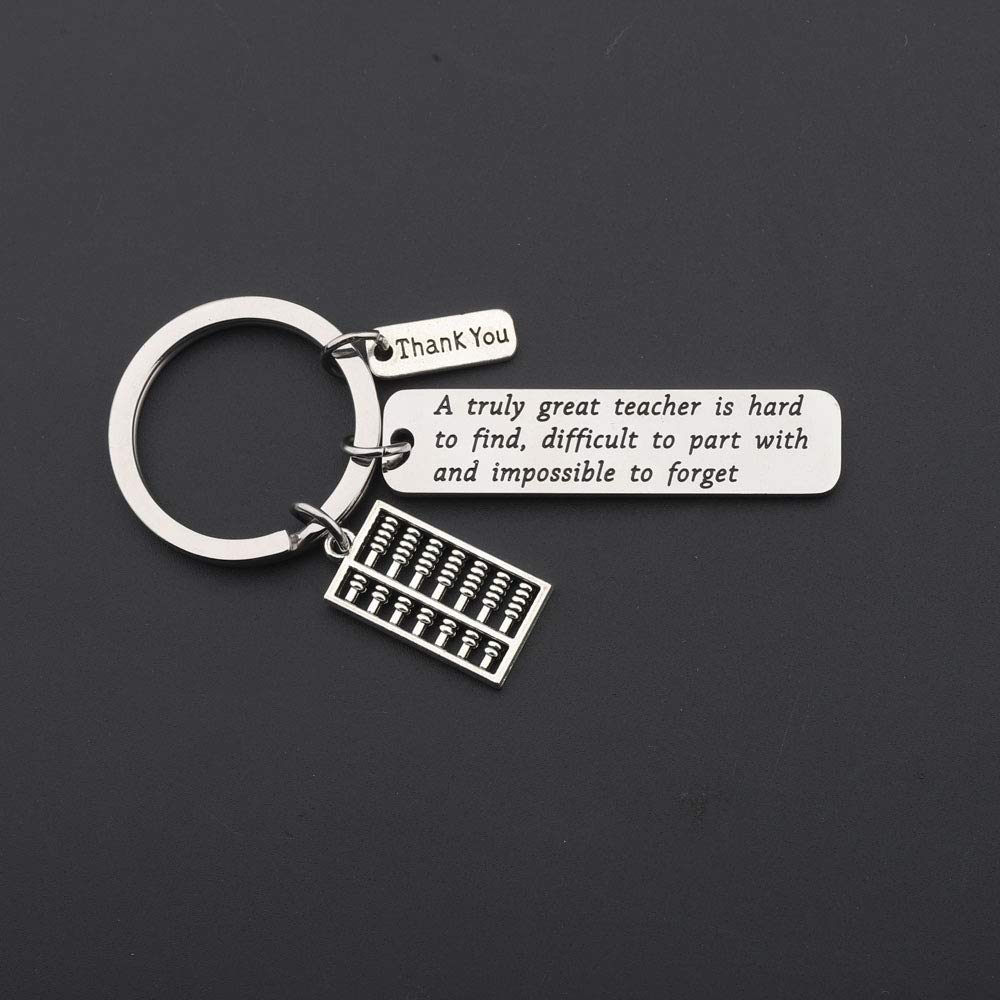 Math Teacher Thank You Keychain A Truly Great Teacher is Hard to Find Retirement Gift for Teacher (Abacus)