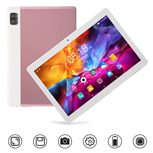 Tablet 10 Inches, 10.1 Inch Tablet Core CPU 5G 12 128 Gb 6GB 128GB 200W 500W 1960x1080 8800mAh Rose Gold Callable 100‑240V T WiFi for Android