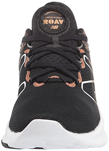 New Balance Women's Fresh Foam Roav V2 Sneaker, Black/White/Copper Metallic, 8