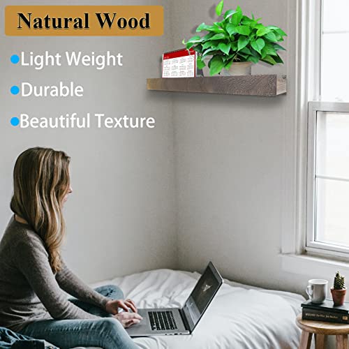 Yleric Wall Floating Drawer Shelf 16.93 x 7.87 Inch Wall Decor Storage Wall Mounted Shelves for Bathroom Bedroom Kitchen Rustic Balsa Wood Floating Shelves (Brown)